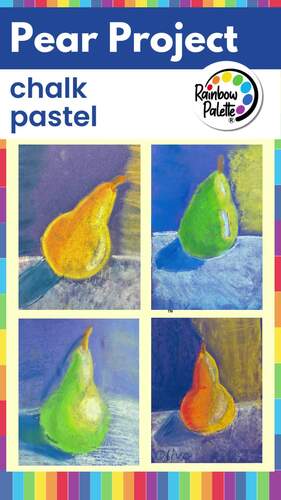 Easy Chalk Pastel Pear Project with the Elements of Art by Rainbow Palette