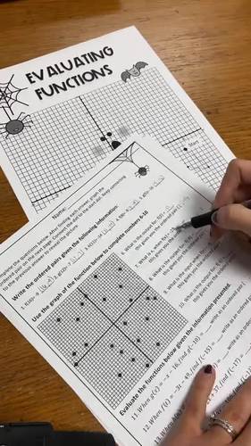 Evaluate Functions - Coordinate plane connect the dot Halloween activity