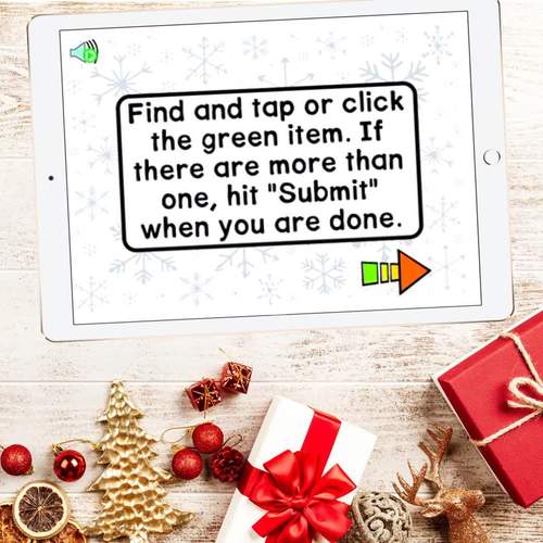 Find the GREEN Color Recognition | BOOM CARDS with audio | Christmas