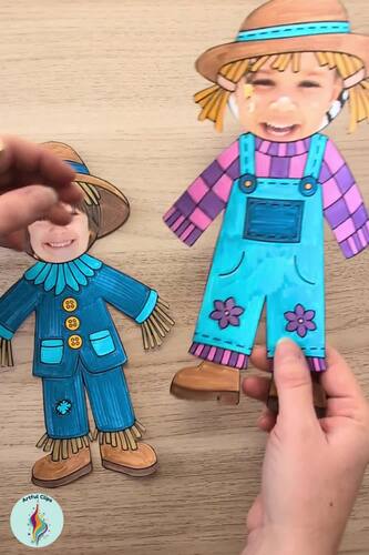 Scarecrow Template Set, Coloring Pages & Photo Craft for Fall October ...