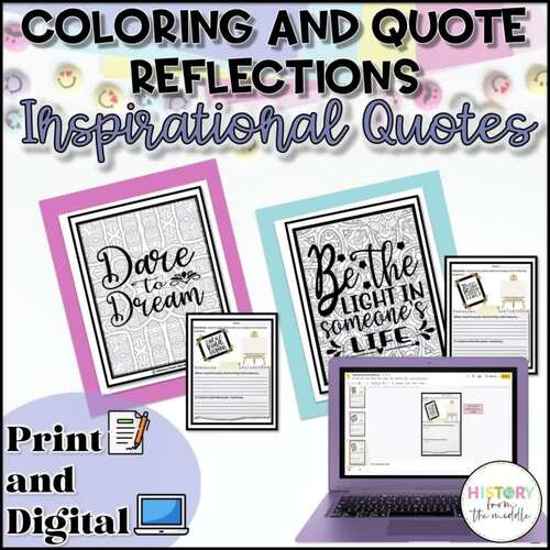 Inspirational Quotes - Coloring and Writing Reflection Pages - Print ...