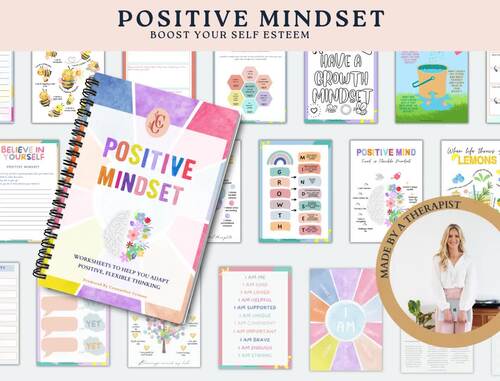 Growth mindset worksheets, teen mental health SEL, self esteem confidence