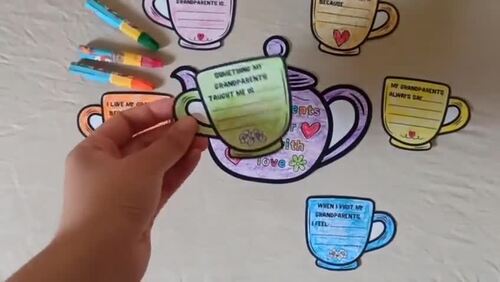 Grandparents Day Tea Set Craft | Printable Writing Prompts & Coloring ...