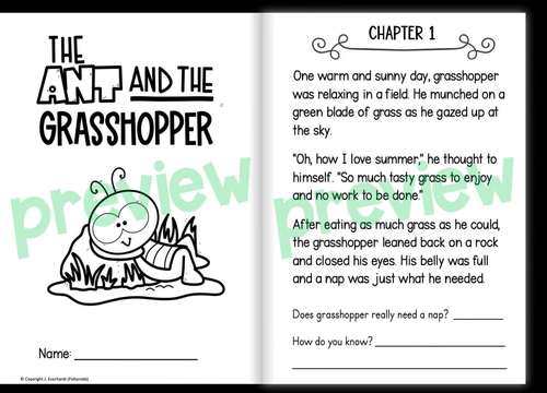Aesop's Fables The Ant & the Grasshopper Reading Comprehension by Fishyrobb