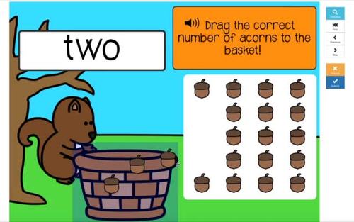 Number Word Identification Counting Acorns Fall Math Digital Task Boom ...