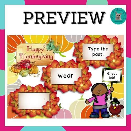 Thanksgiving Past Irregular Verbs Boom™ Cards by The British Kitty