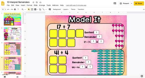 4th Grade Division Interpreting Remainders Google Classroom 4.NBT.6 4.OA.3