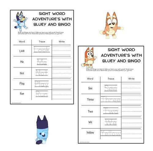 Sight Words with Bluey and Bingo by Mrs Cs Homeschool Studio | TPT