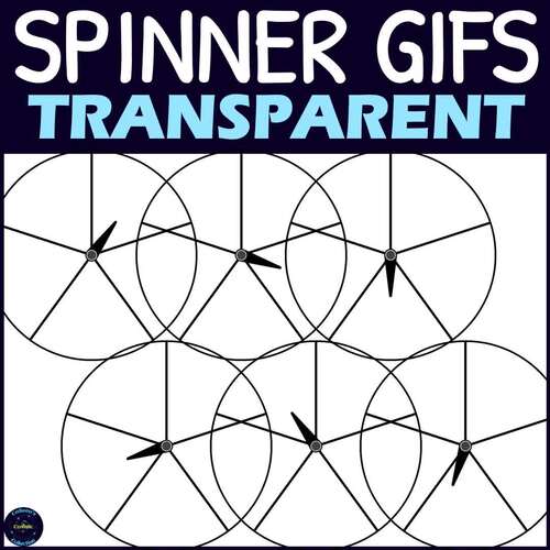 Animated GIF Transparent Spinners with Black Needles Clipart – 5 Sections