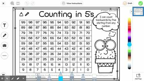 Seesaw Math Activities Skip Counting Forwards and Backwards by 2, 3, 5, 10