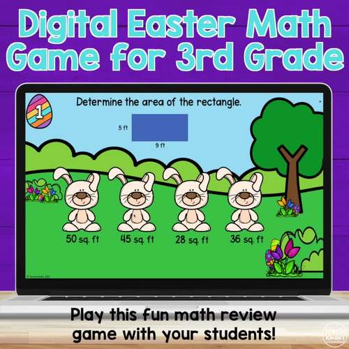 3rd Grade Easter Math Digital Game Area and Perimeter Review Center ...