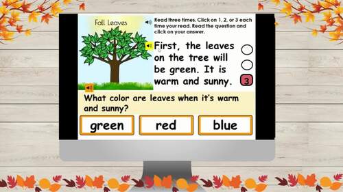 Level C Reading Sequencing Fall Stories (Boom Cards with Audio) | TPT