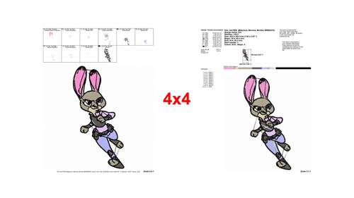 Zootopia Judy Hopps police bunny action pose embroidery designs ...