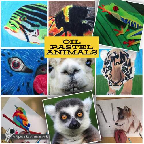 Oil Pastel Animal Portrait Art Lesson, Grid Drawing, High / Middle ...