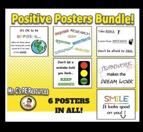 Positivity Poster Bundle! by Mr C's PE Resources | TPT