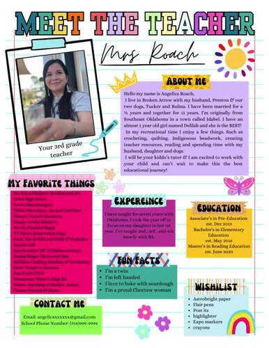 Editable CANVA Template | Meet the Teacher | Retro Rainbow Notebook ...
