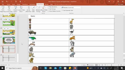 Write the Safari Rhythms Quarter Rests by MDL Music | TpT