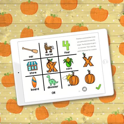 Speech Therapy Pumpkin Tic Tac Toe Articulation and Language Boom Cards