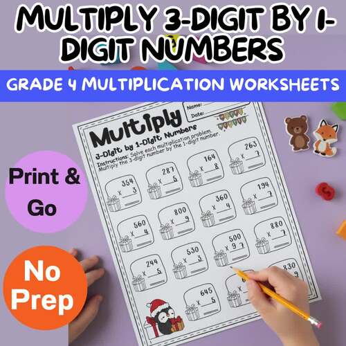 Multiply 3-Digit by 1-Digit Numbers Worksheets | Grade 4 Multiplication ...