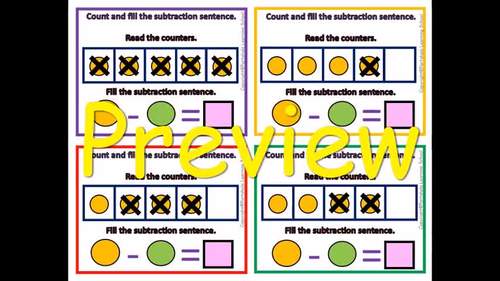 Subtraction with 5 Frames – Task cards and Worksheets Activities.