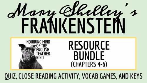 Frankenstein Chapters 4-6 Quiz, Analysis Worksheet, and Vocab Games ...