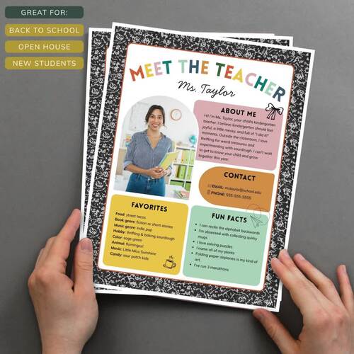 Meet the Teacher Composition Notebook Editable Information Sheet Flyer ...