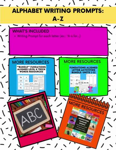 Alphabet Writing Prompts Activity (Trace, Write, & Draw) by Ms Beh in K