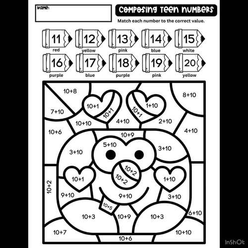 February Math Teen Numbers No Prep Color-by-Number Activities ...