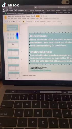 KWL Chart - Monitored Virtual Worksheet - Slides Bilingual ESL ELL MLL