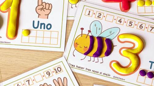 Spanish Numbers Play Dough Mats Preschool Playdough Activities Pre-K Math