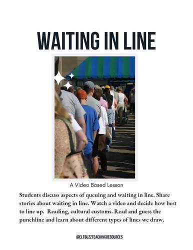 Waiting In Line. Video. Discussion. Culture. Writing. Reading. Art. ELA ...
