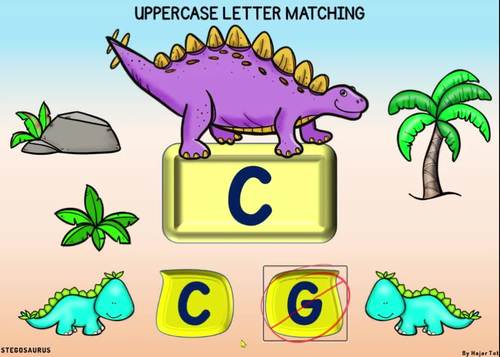 Dinosaurs Literacy Boom Cards Uppercase Letter Recognition - Stegosaurus