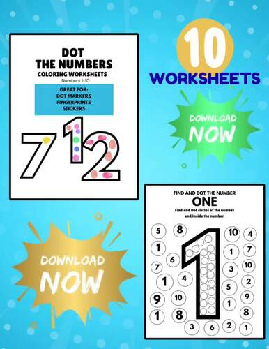 Dot Numbers 1–10 Worksheets Dot Marker Activity Fingerprint Dot Marker ...
