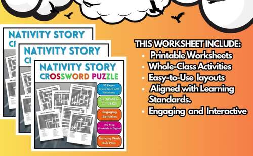 Fun Christmas Nativity Bible Story Crossword Activities 4th,5th,6th,7th ...
