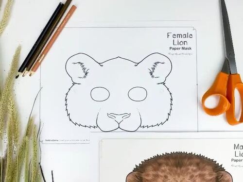 Lion | Paper Mask | Printable Craft Template | Lions by Simply Schoolgirl
