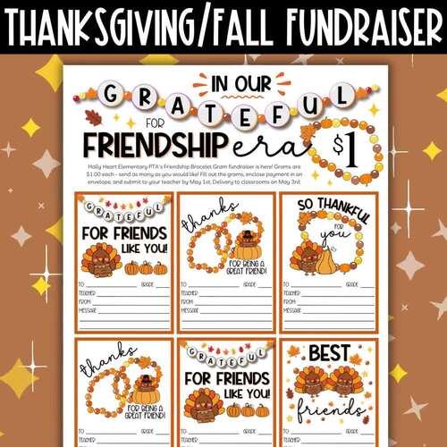 Gratitude Gram Bracelet Fundraiser Flyer, Grateful Thanksgiving Gobble ...