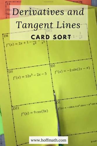 Derivatives and Tangent Lines CARD SORT by Hoff Math | TPT