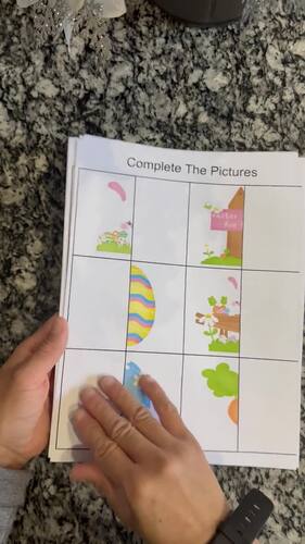 Happy Easter complete the pictures two- Pieces symmetrical puzzles game ...