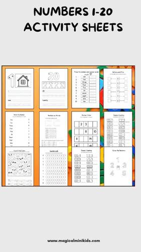 number activity book, numbers 1-20, math worksheets, preschool ...