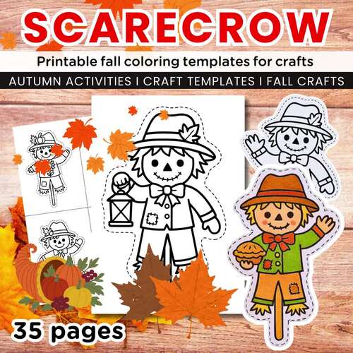 Scarecrow Coloring Templates for Crafts, Fun Fall/Autumn Bulletin Board ...