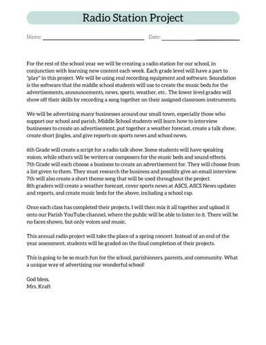 Radio Station Project by Music With Ms Jamie | TPT