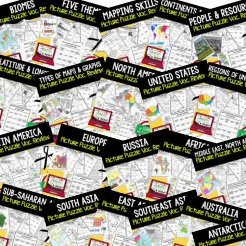 WORLD GEOGRAPHY Activity Picture Puzzle BUNDLE, Geography Curriculum