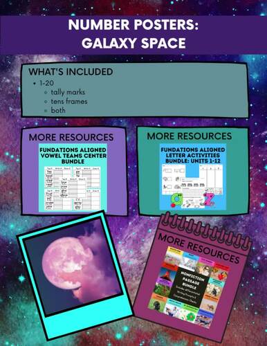Galaxy Space Themed Number Posters Tally Marks and Tens Frames by Ms ...
