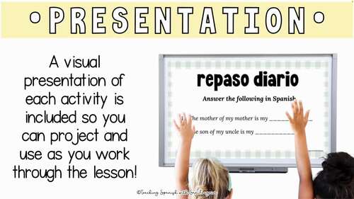 No Prep Spanish Family Vocabulary Complete Lesson Plan Printable + Digital