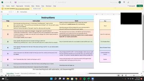 Automated End of Semester Student Note Compatible with Microsoft Excel ...