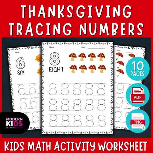Thanksgiving Tracing Numbers by ModernKids LearningPress | TPT