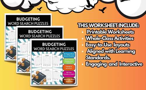 Fun Budgeting Word Search Activities Morning Work 4th,5th,6th,7th,8th ...