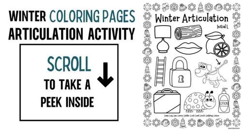 Winter Liquids Articulation Coloring Pages (L, R) by Jennie's Speech Room