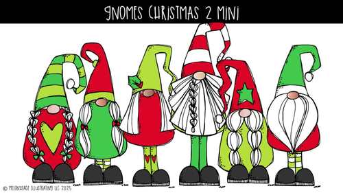 Gnomes clip art, Christmas clip art Set 2 Mini by Melonheadz Clipart