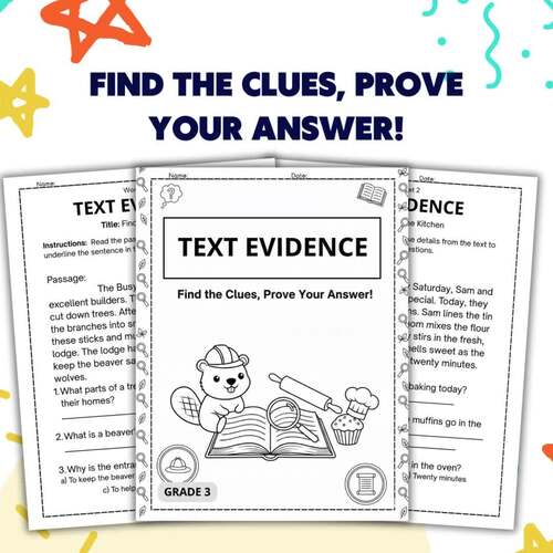 Grade 3 Text Evidence Worksheets | Reading Comprehension & Finding Proof
